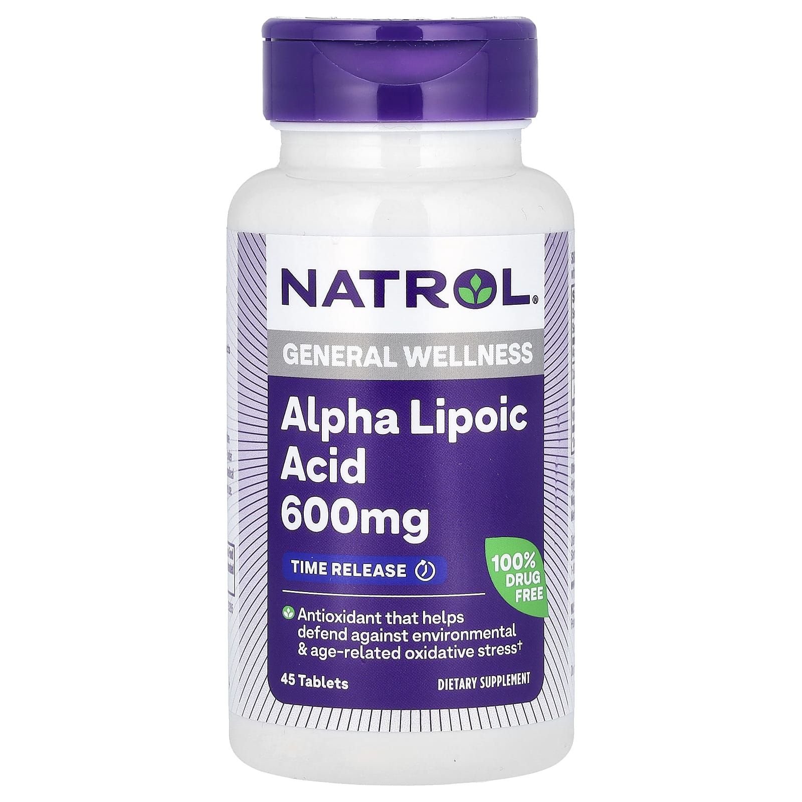 Natrol, Альфа-липоевая кислота, медленное высвобождение, 600 мг, 45 ...