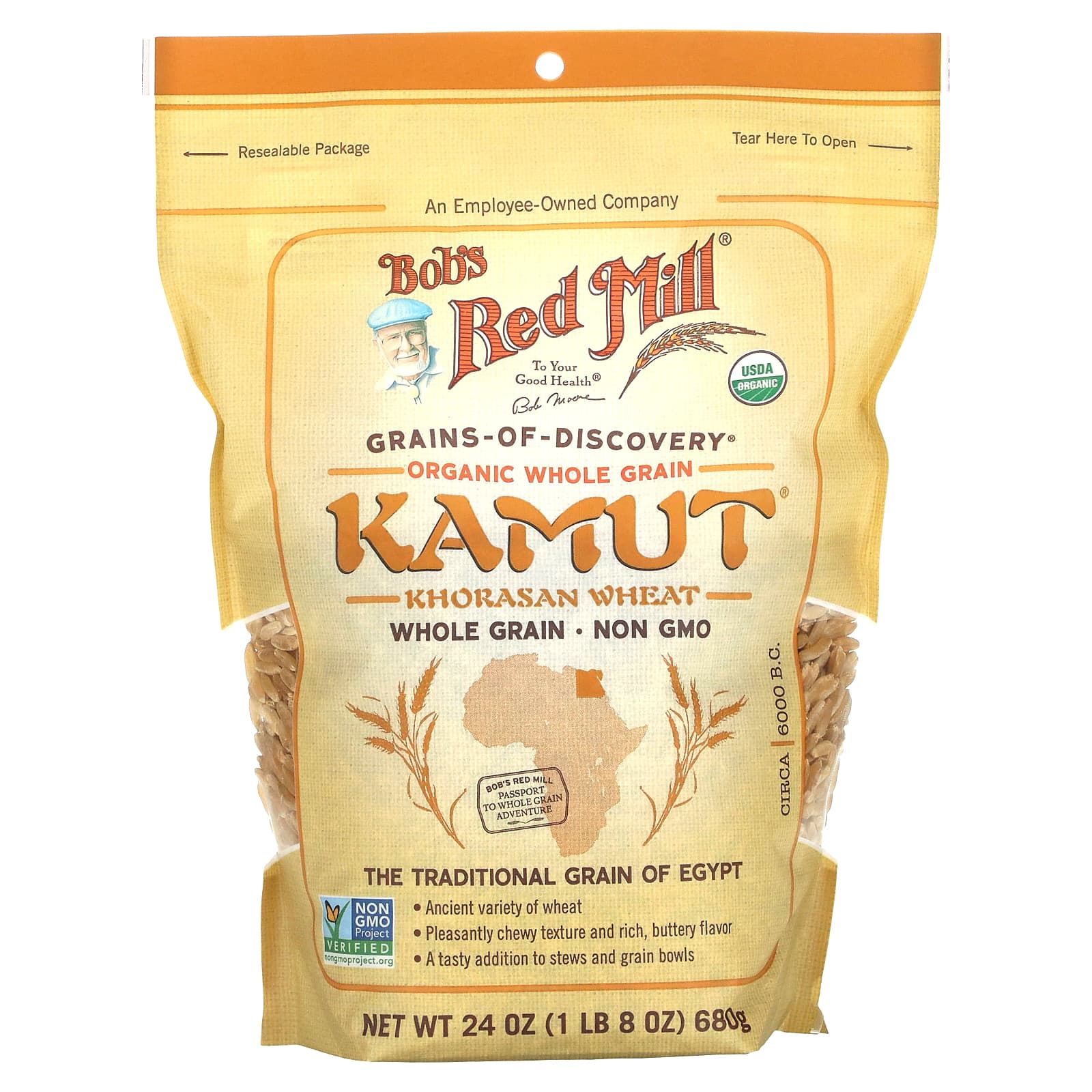 Bob's Red Mill, Kamut, органические цельные зерна, 680 г (24 унции) BRM ...